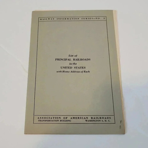 Assn of American Railroads | Office | 944 List Of Principal Railroads ...